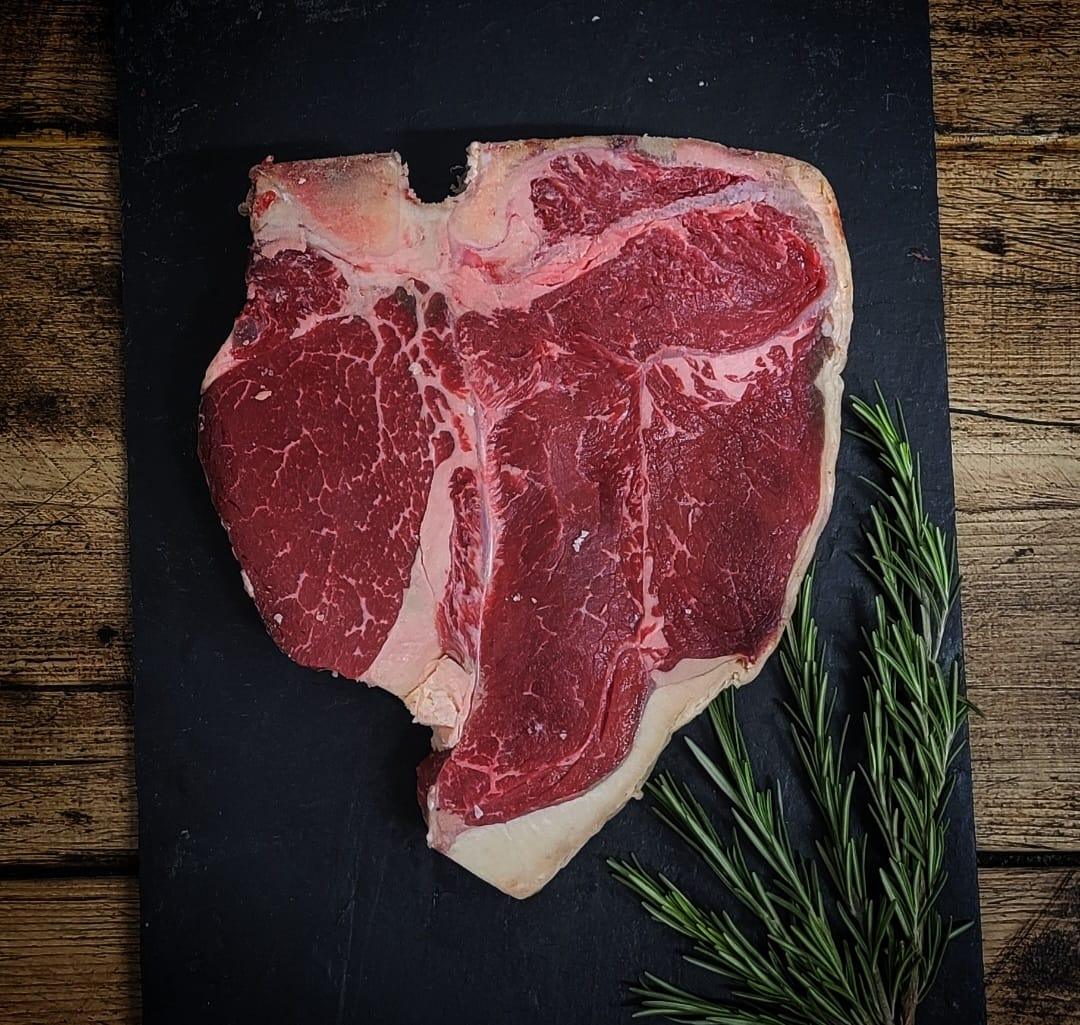 Dry Aged Beef Large T-Bone steak exclusive at Yorkshire Craft Butchery